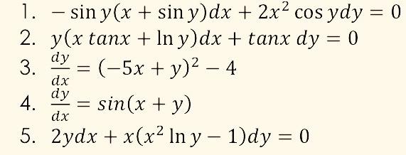 Solved 1. - sin y(x + sin y)dx + 2x2 cos ydy = 0 2. y(x tanx | Chegg.com
