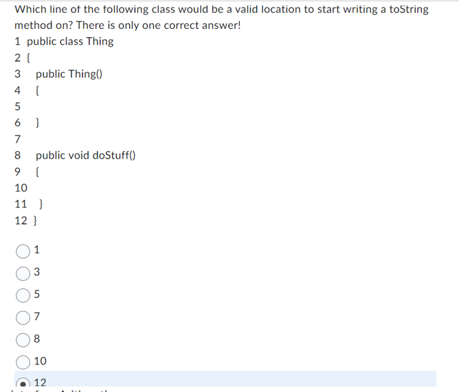 Solved Which line of the following class would be a valid | Chegg.com