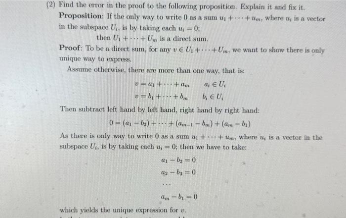 Solved 2) Find the error in the proof to the following | Chegg.com