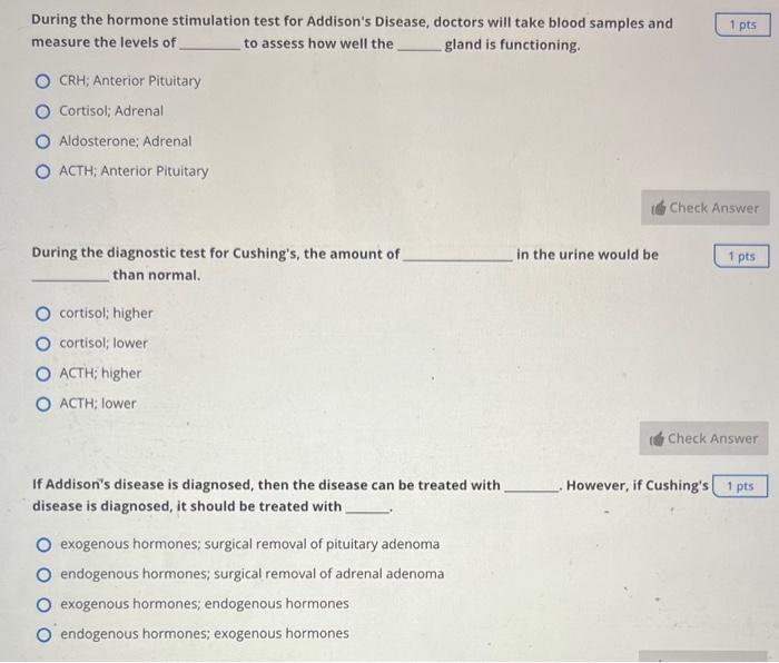 Solved During the hormone stimulation test for Addison's | Chegg.com