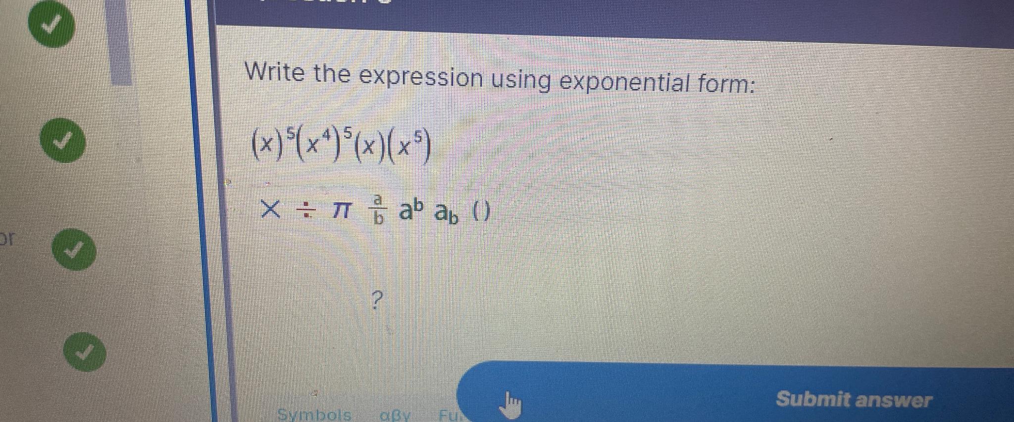 Solved Write the expression using exponential | Chegg.com