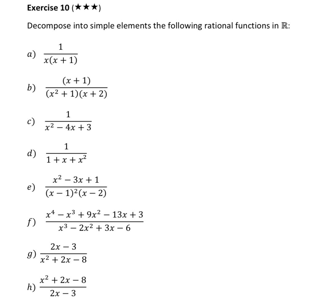 Solved Exercise 10Decompose into simple elements the | Chegg.com