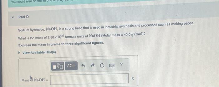 Solved Sodium hydroxide, NaOH, is a strong base that is used | Chegg.com