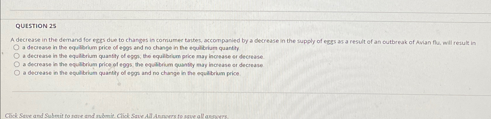 Solved QUESTION 25A decrease in the demand for eggs due to | Chegg.com