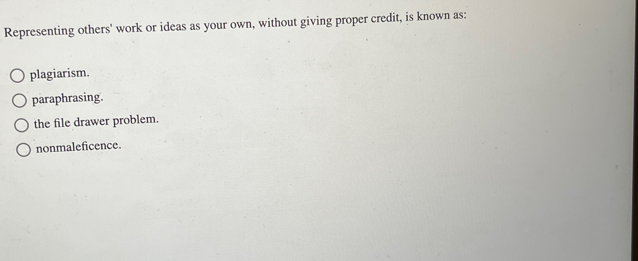 Solved Representing others' work or ideas as your own, | Chegg.com