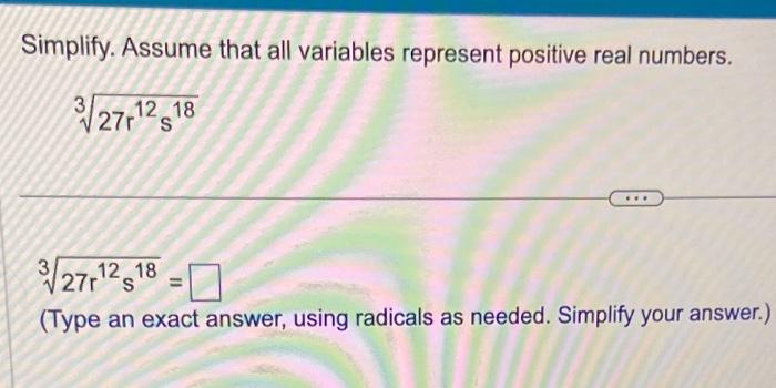 Solved Simplify. Assume that all variables represent | Chegg.com