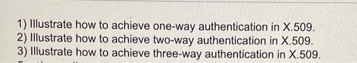 Solved 1) Illustrate how to achieve one-way authentication | Chegg.com