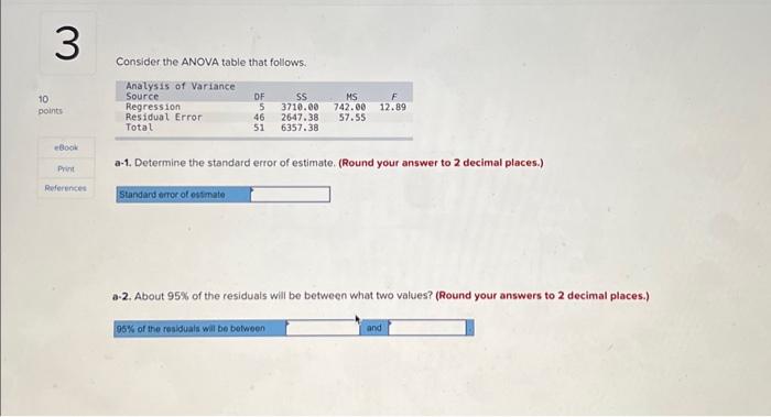 Solved Consider the ANOVA table that follows. a-1. Determine | Chegg.com