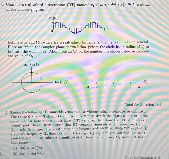 Solved Consider a real-valued discrete-time (DT) sinusoid | Chegg.com