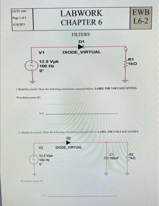Solved 2. Modify the circuit. Draw the following waveforms | Chegg.com
