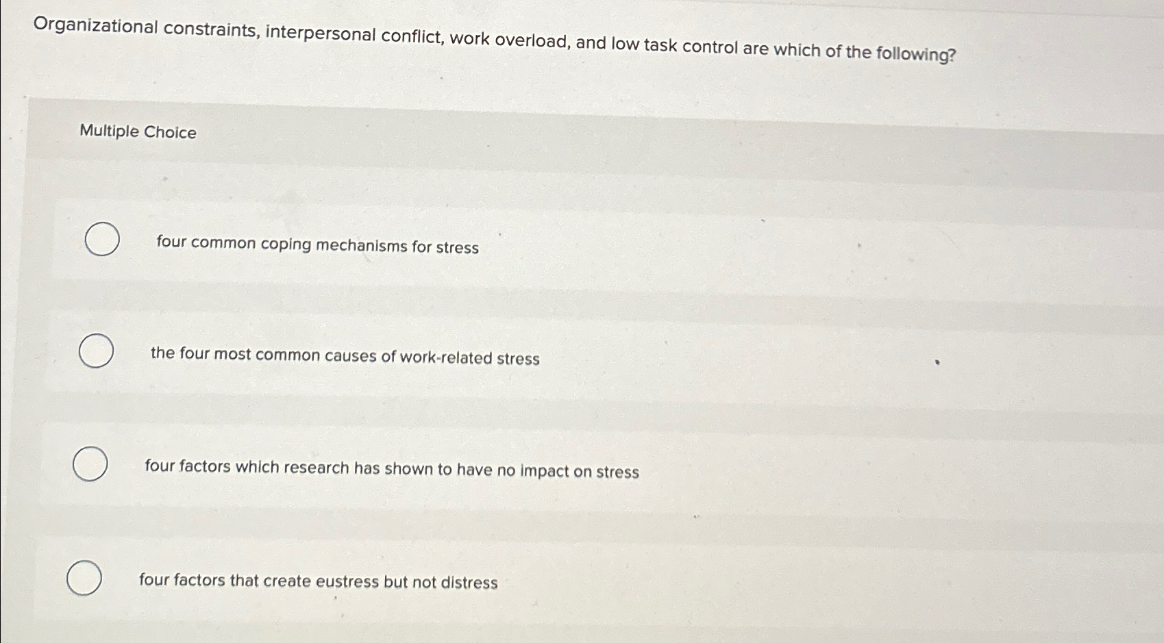 Solved Organizational constraints, interpersonal conflict, | Chegg.com