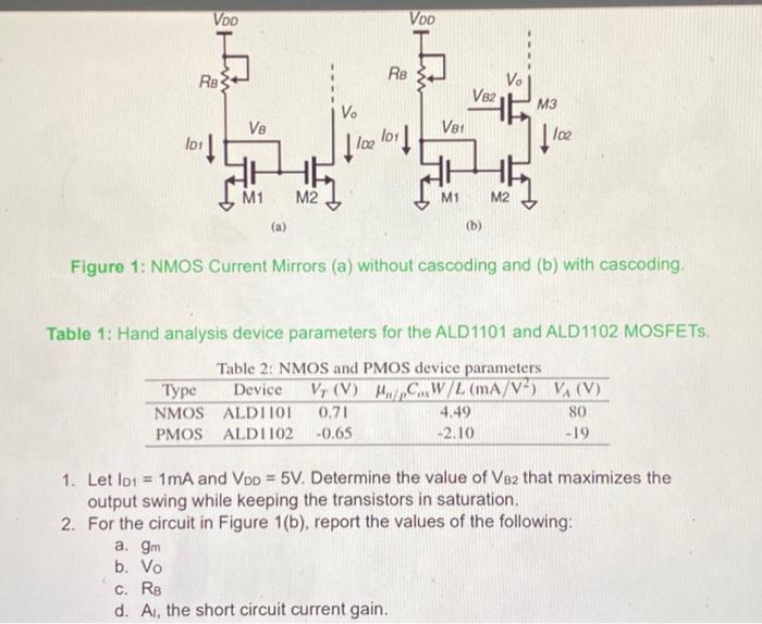 Solved Figure 1 Nmos Current Mirrors A Without Cascoding