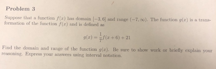 Solved Problem 3 Suppose that a function f() has domain | Chegg.com