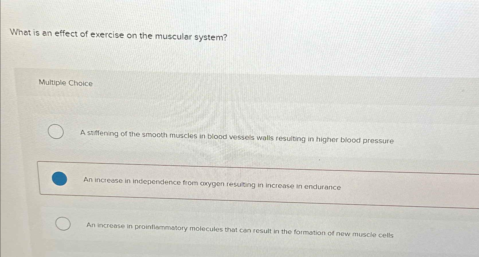 Solved What is an effect of exercise on the muscular | Chegg.com