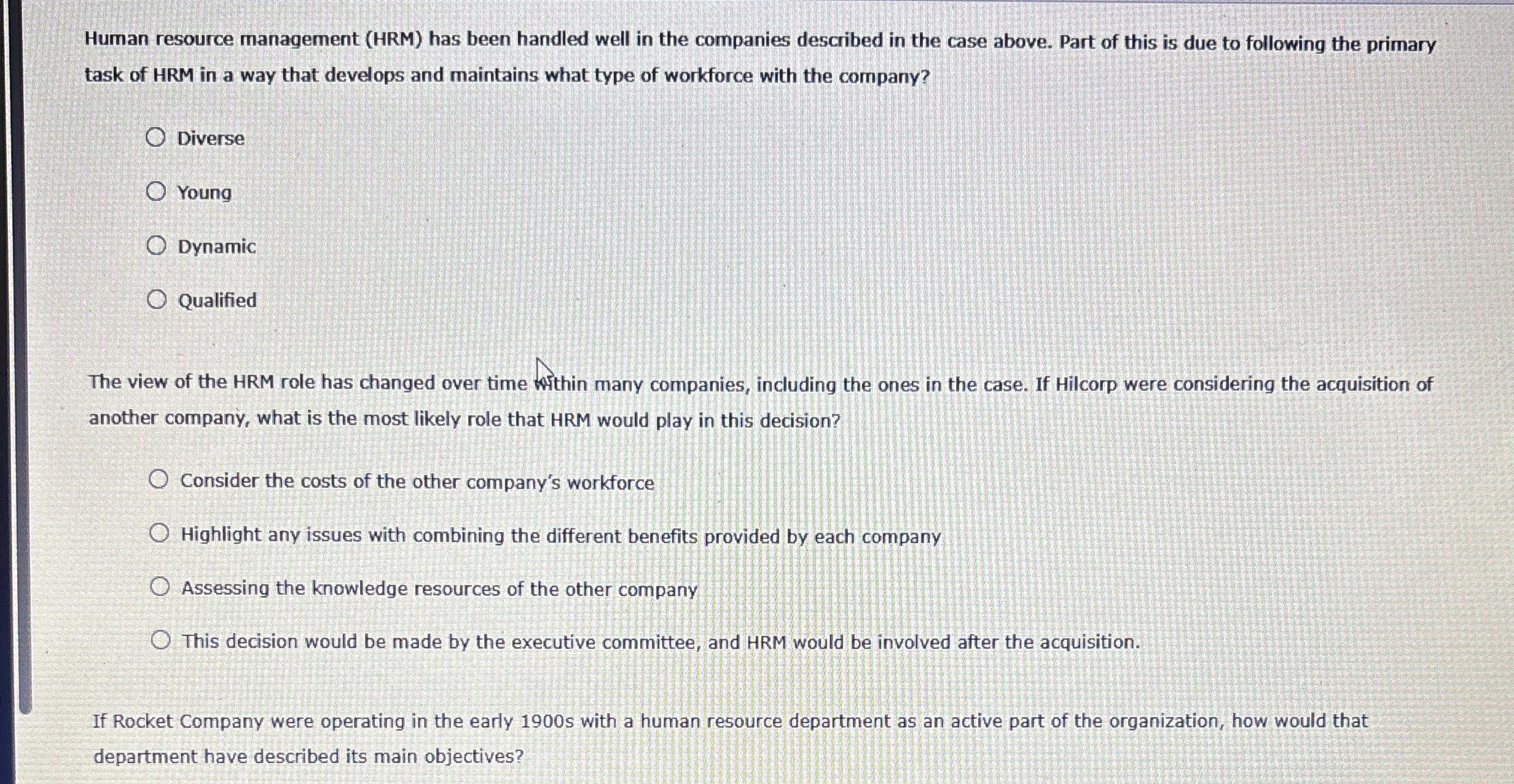 Solved Human resource management (HRM) ﻿has been handled | Chegg.com