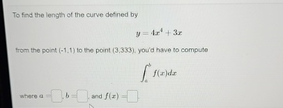 Solved To find the length of the curve defined | Chegg.com