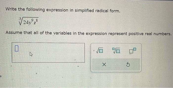 Solved Write the following expression in simplified radical | Chegg.com