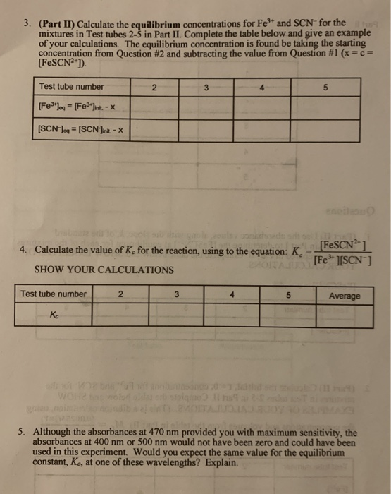 Lab #13B: The Determination of an Equilibrium | Chegg.com