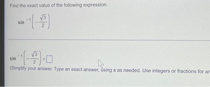 Solved Find the exact value of the following expression. | Chegg.com