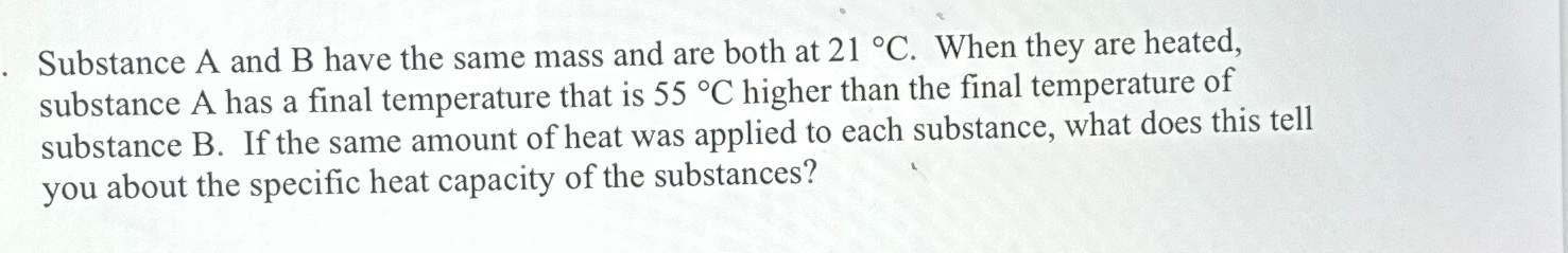 Solved Substance A and B have the same mass and are both at | Chegg.com