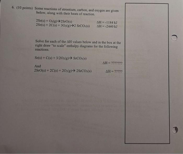 Solved (10 points) Some reactions of strontium, carbon, and | Chegg.com