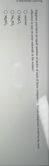 Solved Suppose you have an equal number of moles of each of | Chegg.com