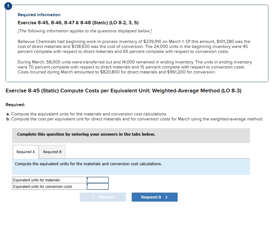 Solved Required information Exercise 8-45, 8-46, 8-47 ﻿& | Chegg.com
