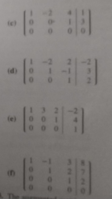 Solved The segmented matrices that follow are in row echelon | Chegg.com