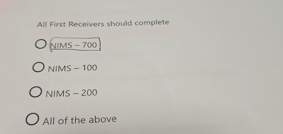 Solved All First Receivers should completeNIMS - 700NIMS | Chegg.com