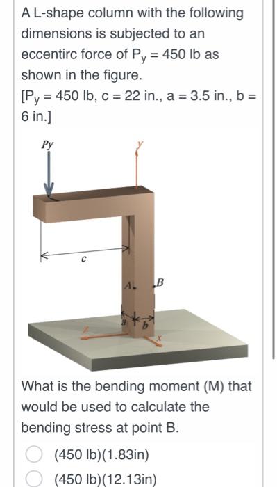 Solved A L-shape column with the following dimensions is | Chegg.com