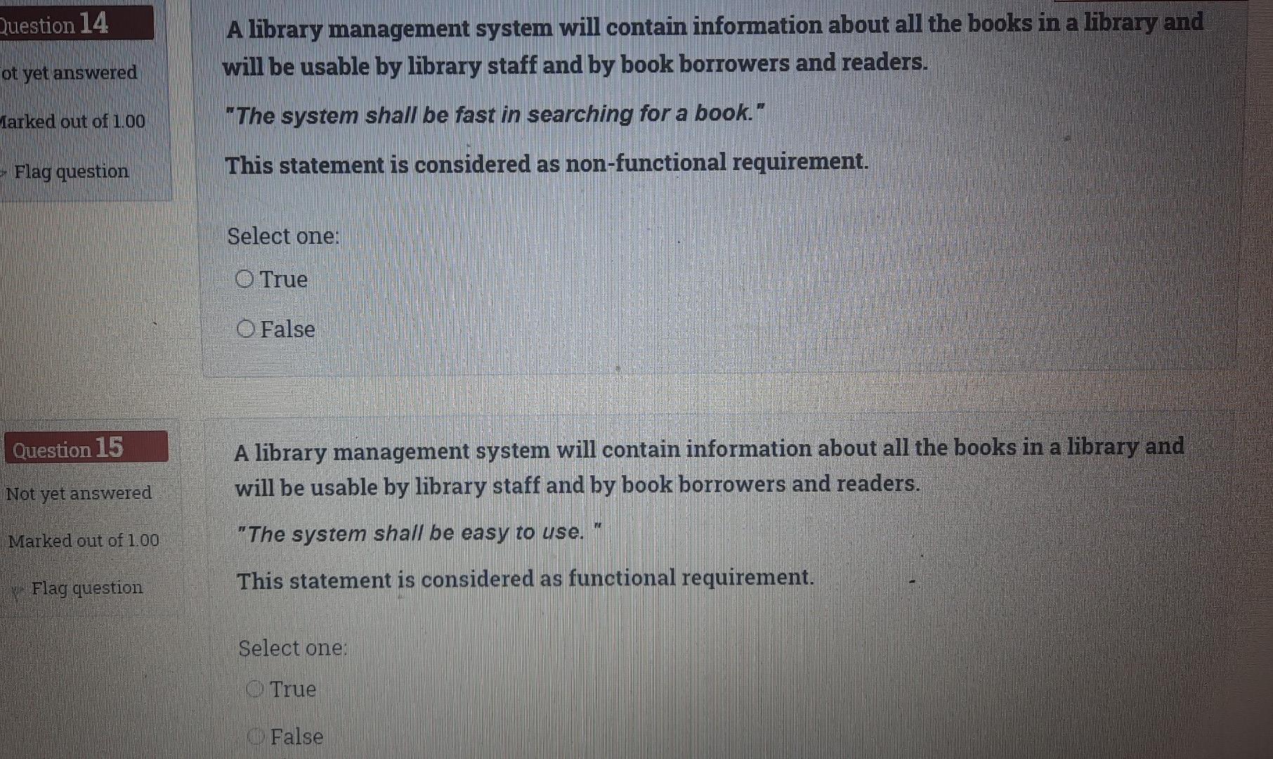 Solved Question 14 A library management system will contain | Chegg.com