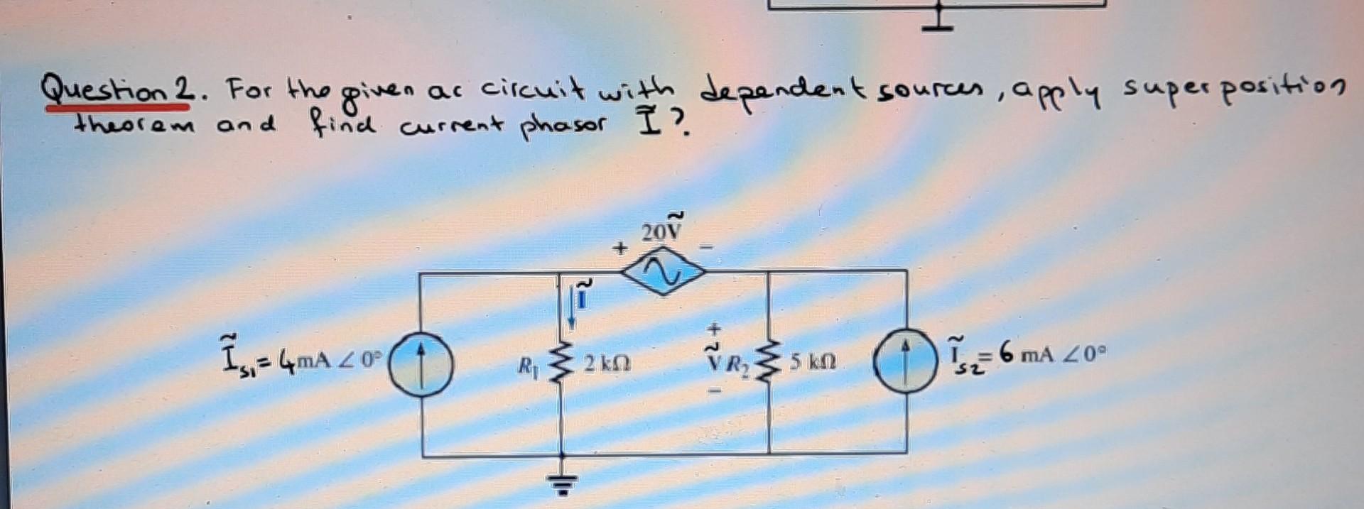 Solved Question 2. For the given ac circuit with dependent | Chegg.com