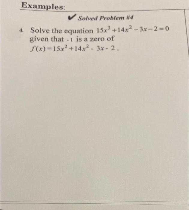 Solved Examples: Solved Problem #4 4. Solve the equation | Chegg.com