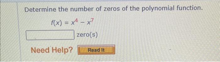 Solved Determine the number of zeros of the polynomial | Chegg.com