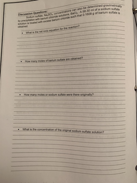 Solved ined gravimetrically of a sodium sulfate of barium | Chegg.com