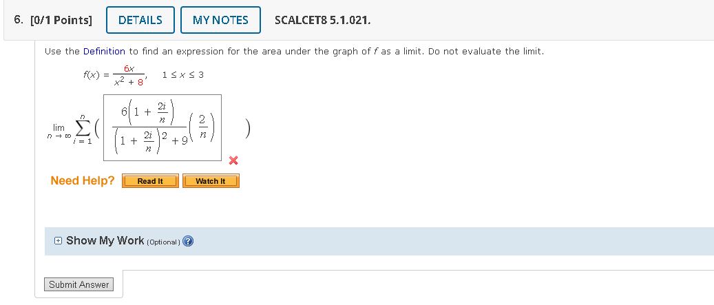 Solved Use the Definition to find an expression for the area | Chegg.com