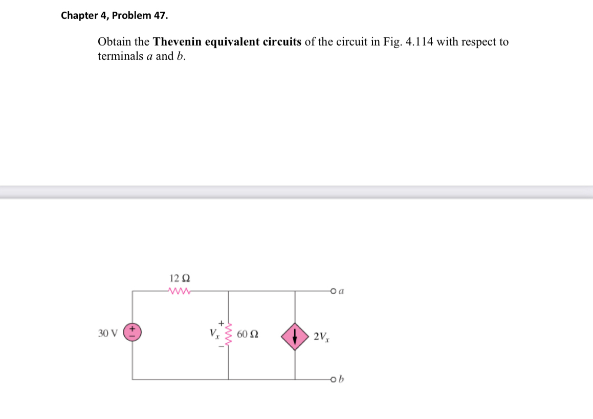 Solved Chapter 4, ﻿Problem 47.Obtain the Thevenin equivalent | Chegg.com