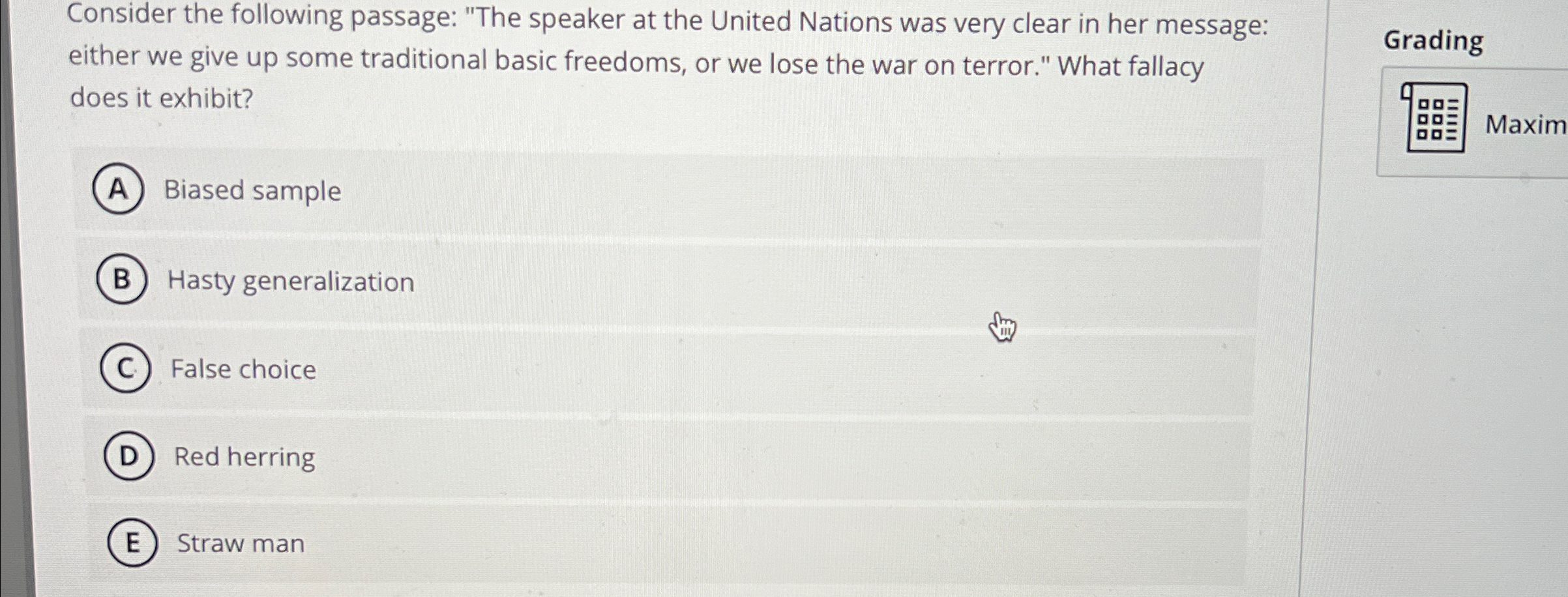 Solved Consider the following passage: "The speaker at the | Chegg.com