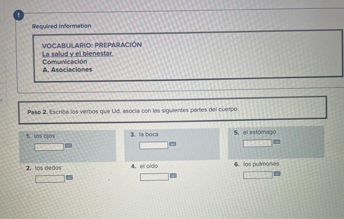 VOCABULARIO: PREPARACIÓN La salud y el bienestar | Chegg.com