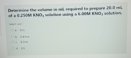 Solved Determine the volume in mL ﻿required to prepare | Chegg.com