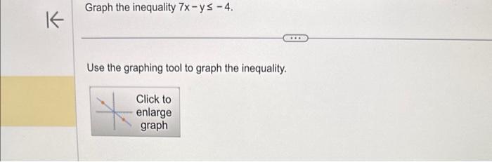 Solved Graph the inequality 7x−y≤−4. Use the graphing tool | Chegg.com