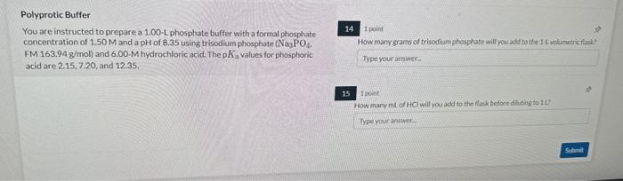 Solved Polyprotic Buffer You are instructed to prepare a | Chegg.com