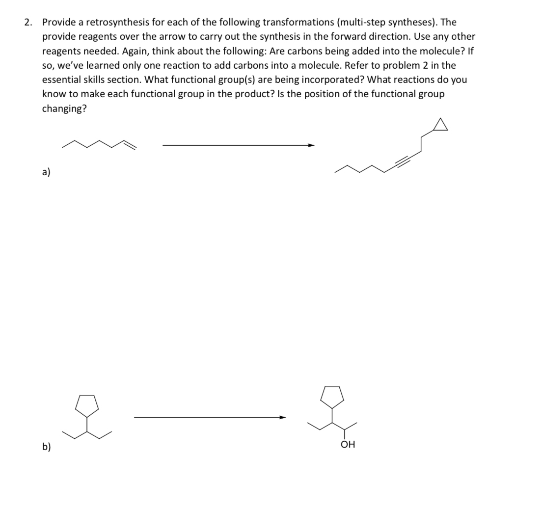 Solved Provide a retrosynthesis for each of the following | Chegg.com