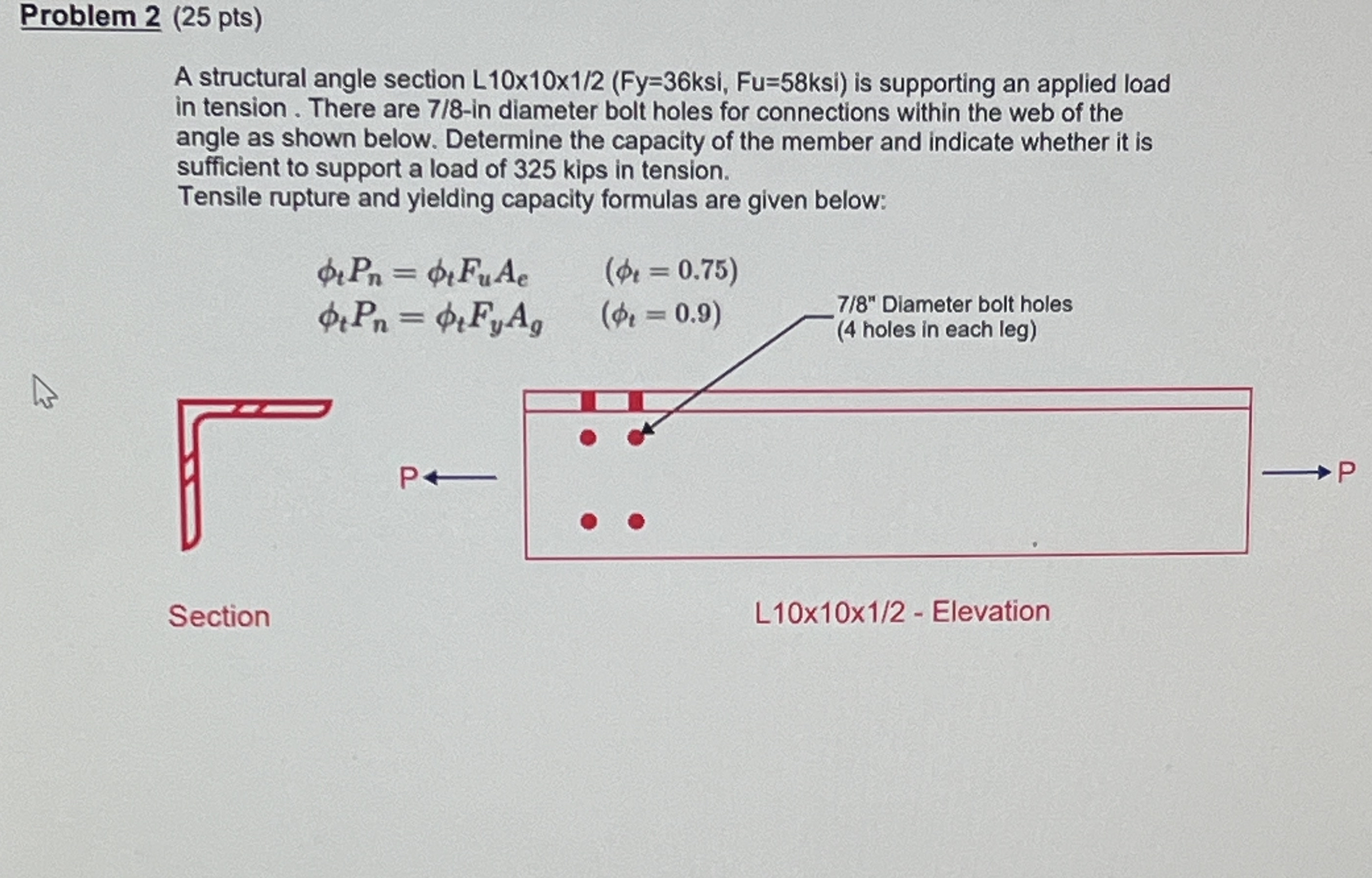 Solved Problem 2 (25 ﻿pts)A structural angle section | Chegg.com