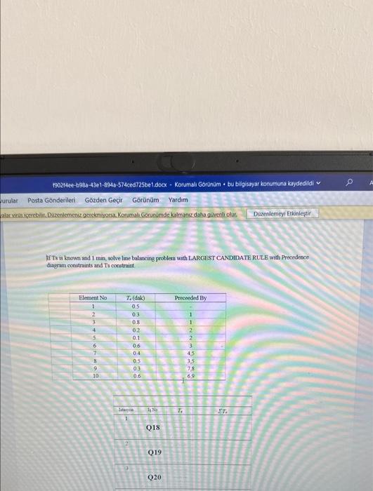 If Ts is knovn and 1 min, solve line talincing | Chegg.com