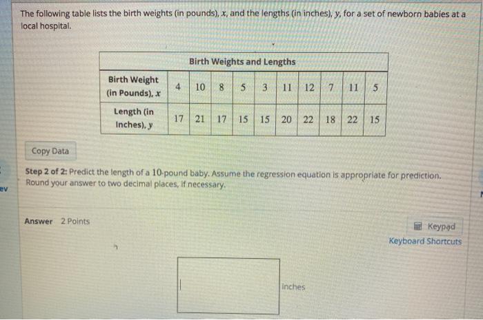 Solved The following table lists the birth weights (in | Chegg.com