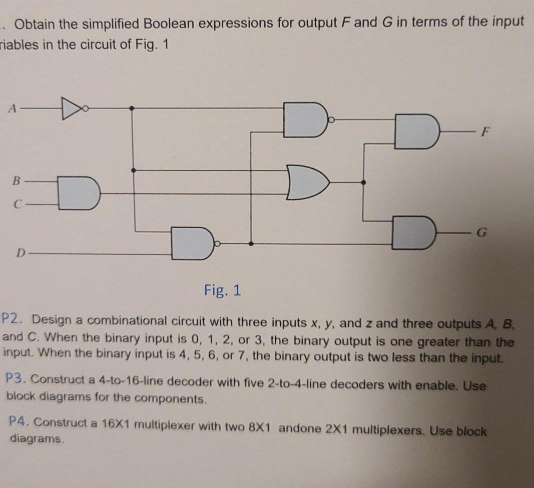 Solved Obtain the simplified Boolean expressions for output | Chegg.com