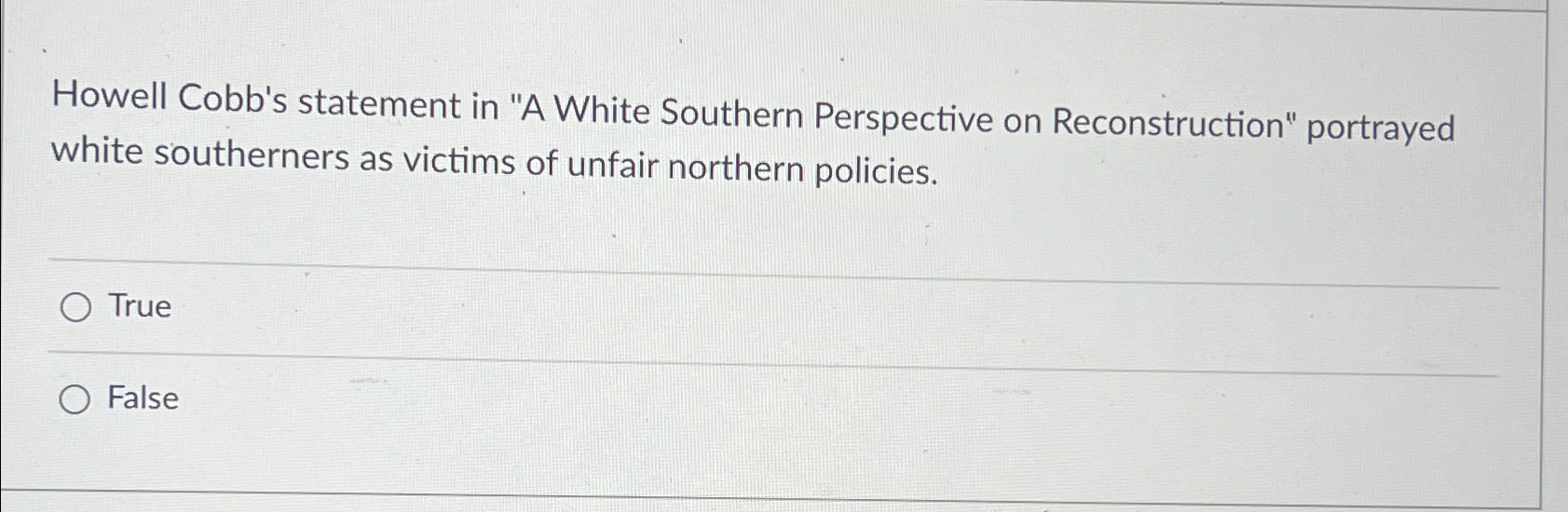 Solved Howell Cobb's statement in "A White Southern | Chegg.com