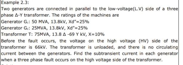 Solved Example 2.3: Two generators are connected in parallel | Chegg.com