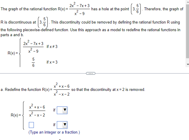Solved The graph of the rational function R(x)=2x2-7x+3x2-9 | Chegg.com
